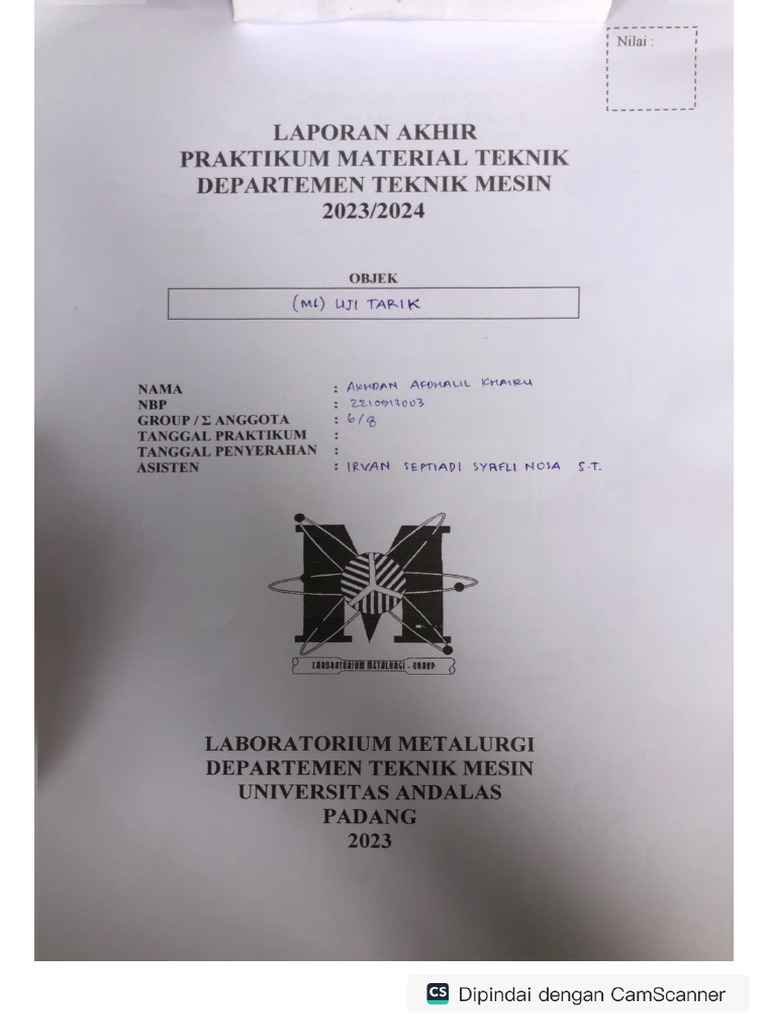 Uji Tarik - Akhdan Afdhalil Khairu - 2210913 | PDF