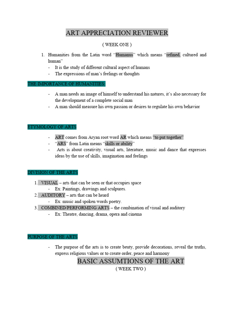 Art Appreciation Reviewer | PDF | The Arts | Color