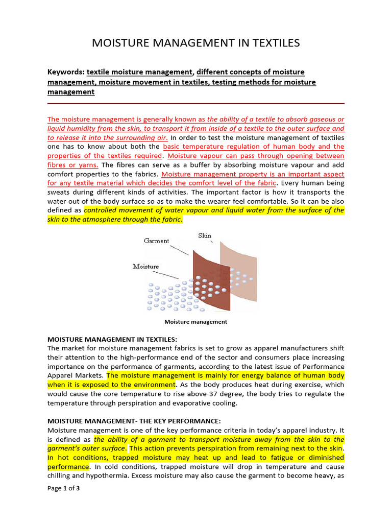 Moisture Management 2023 | PDF | Textiles | Clothing