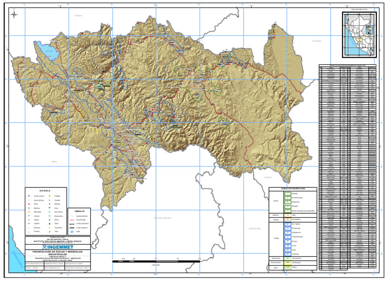 Mapa Prospección de Rocas y Minerales Industriales de La Region Junin | PDF