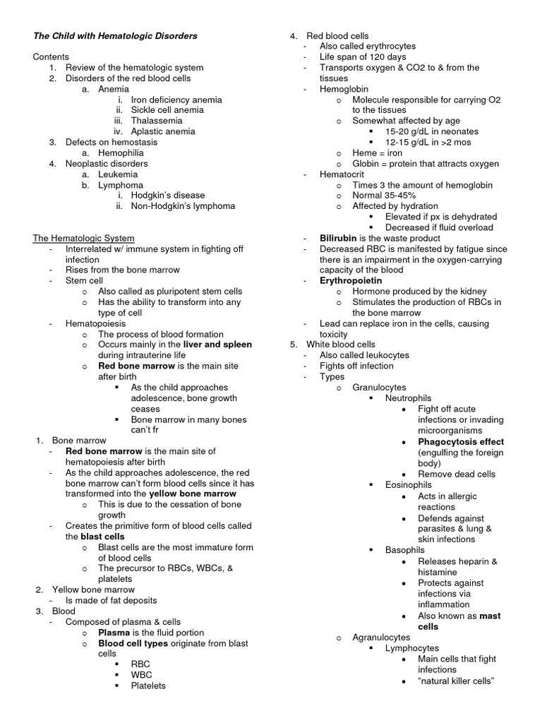 Pediatric Hematologic Disorders | PDF | Anemia | Granulocyte