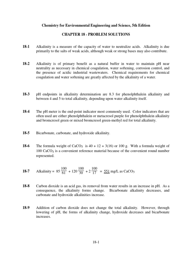 ch18 Solutions | PDF | Alkalinity | Ph