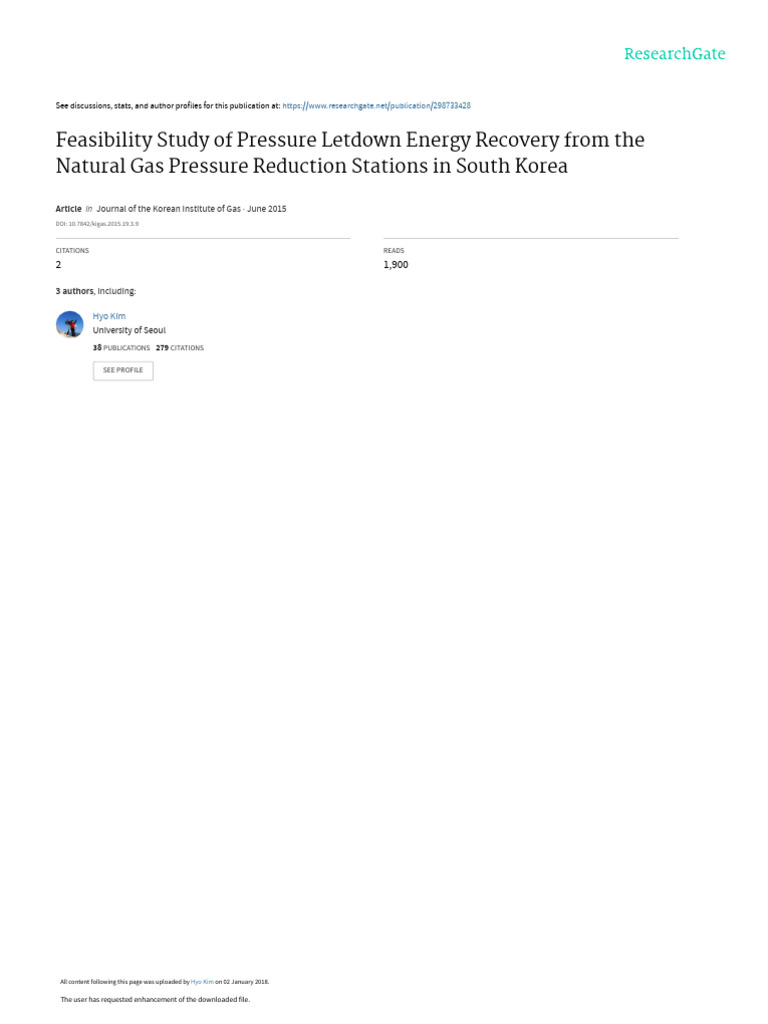 Feasibility Study of Pressure Letdown Energy Recov | PDF