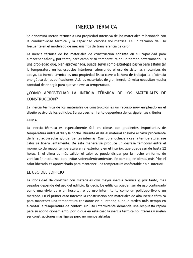 Inercia Térmica | PDF | Calor | Temperatura