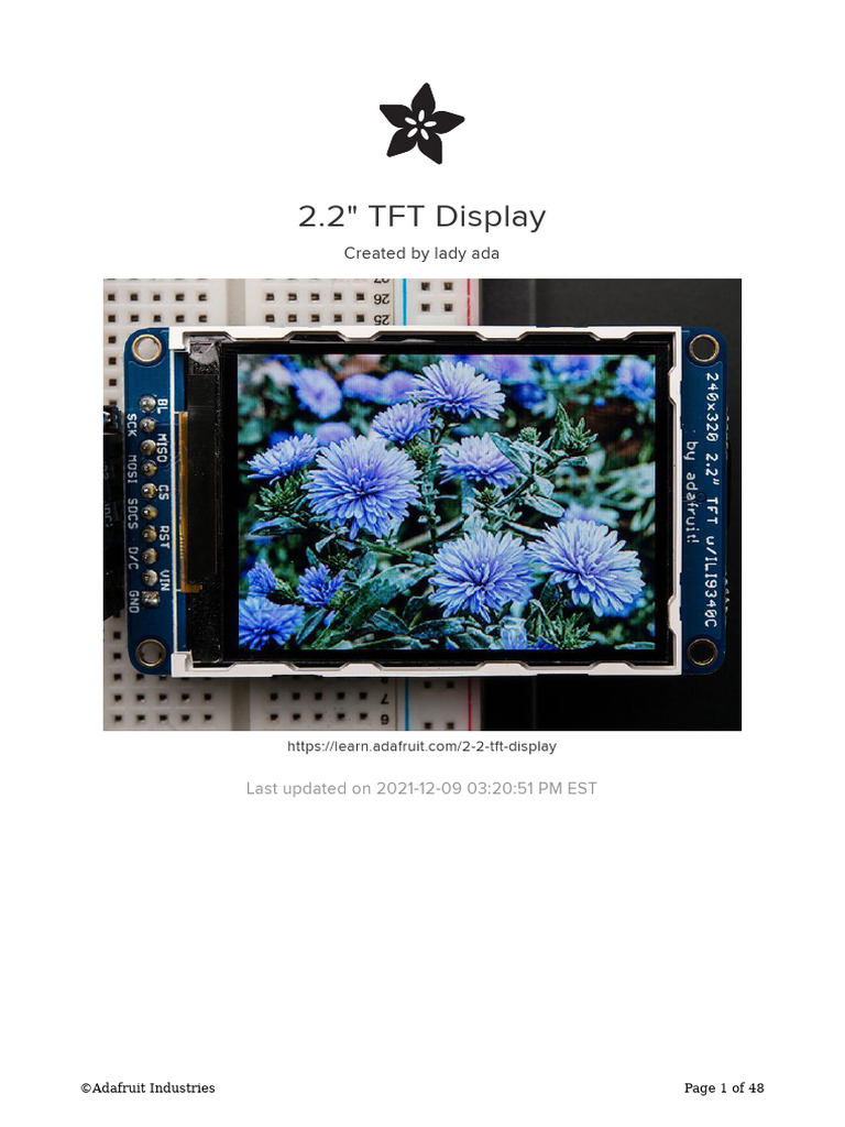 2 2 TFT Display | PDF | Arduino | Raspberry Pi 2 2 TFT Display | PDF | Arduino | Raspberry Pi