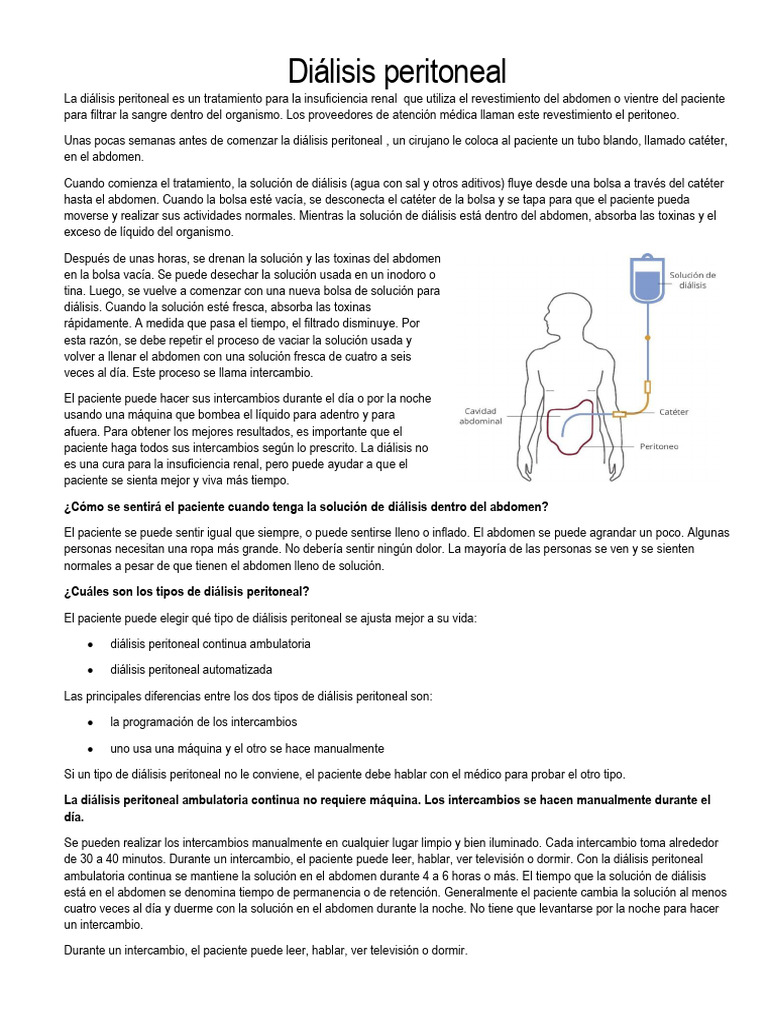 Diálisis Peritoneal: Guía Completa | PDF | Ciencias de la Salud ...