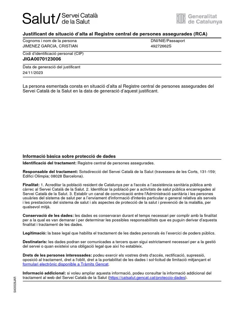 Justificant Alta | PDF