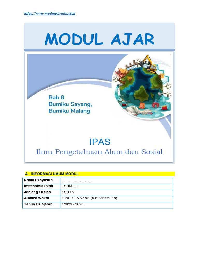 Modul Ajar IPAS Kelas 5 Bab 8 | PDF