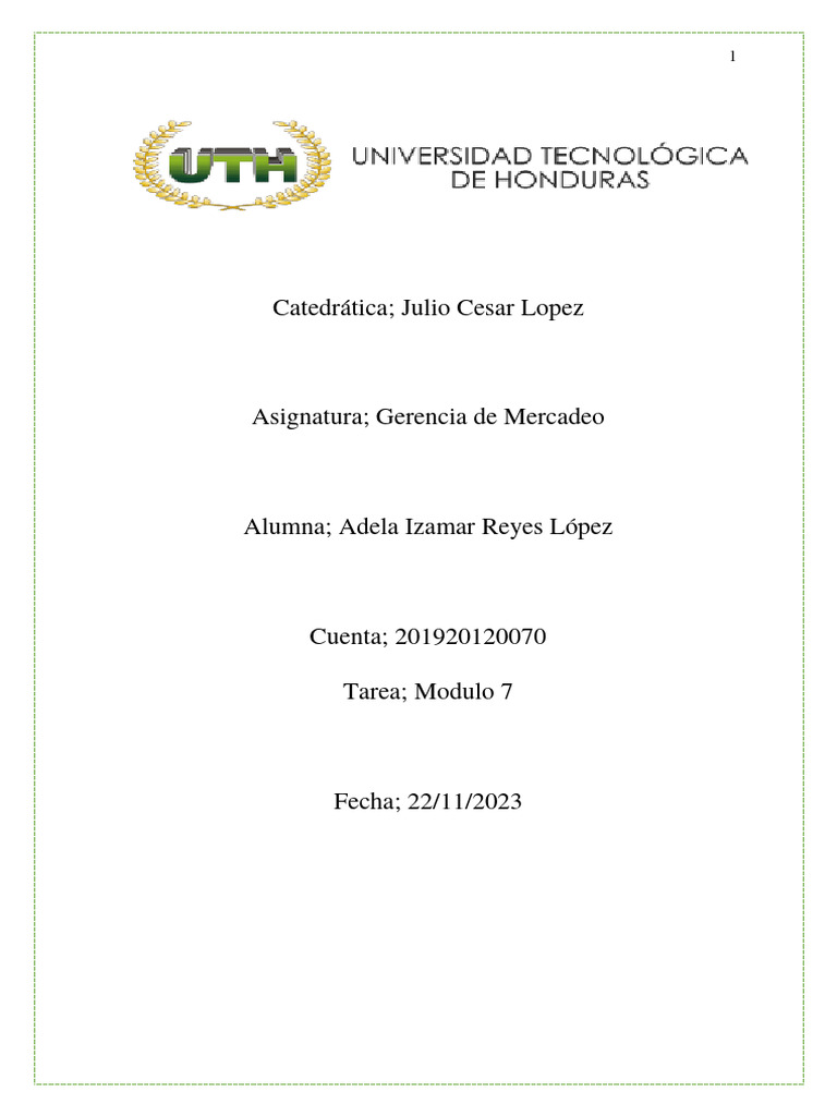 Tarea Modulo 7 Gerencia | PDF Tarea Modulo 7 Gerencia | PDF