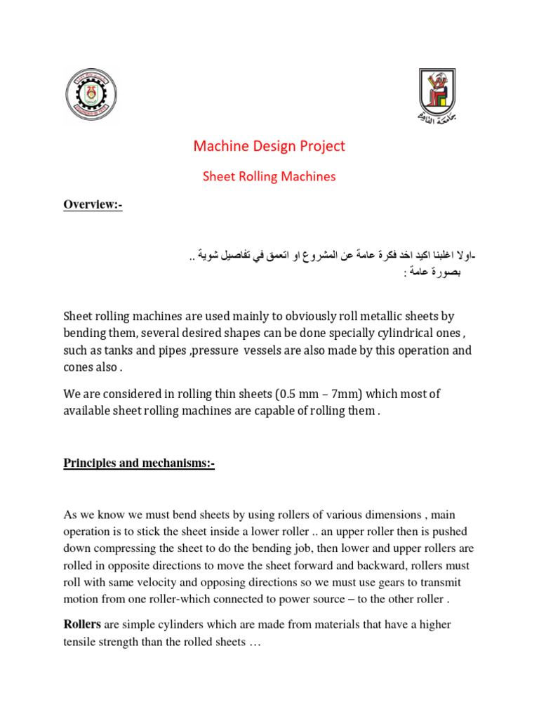 Machine Design Main Project Plan | PDF | Sheet Metal | Pipe (Fluid ...