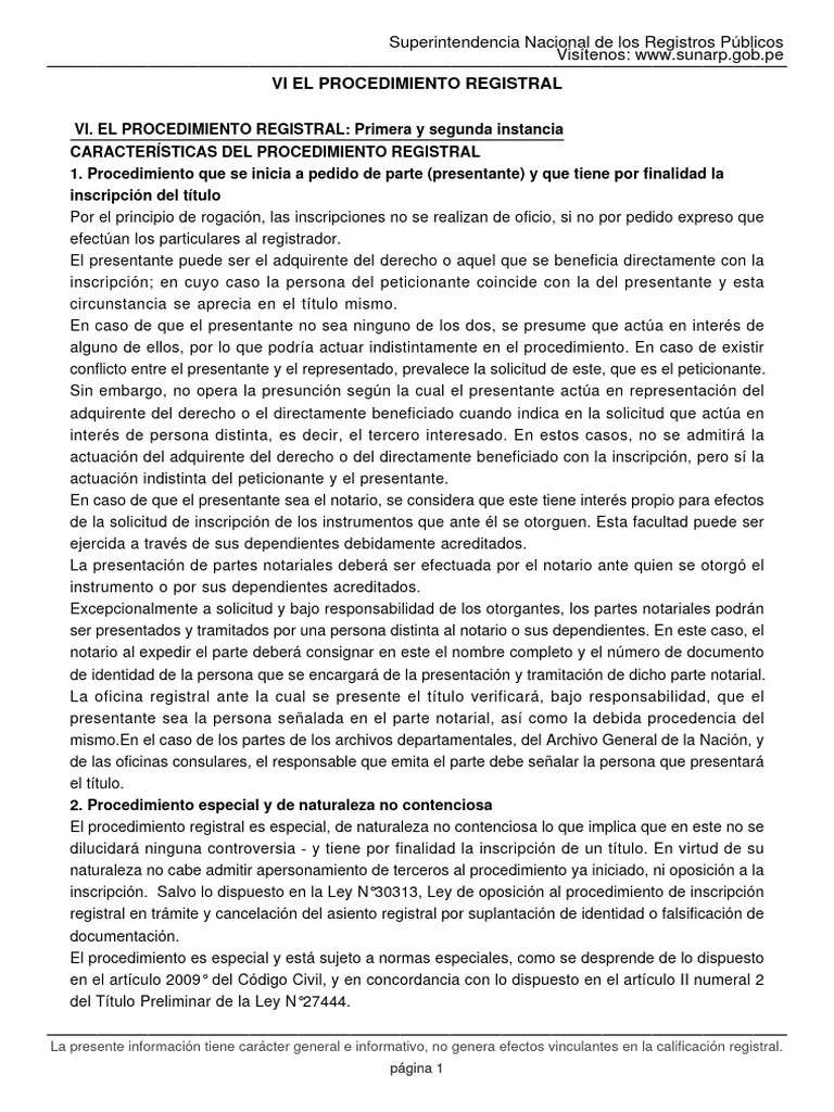 El Procedimiento Registral | PDF | Apelación | Justicia