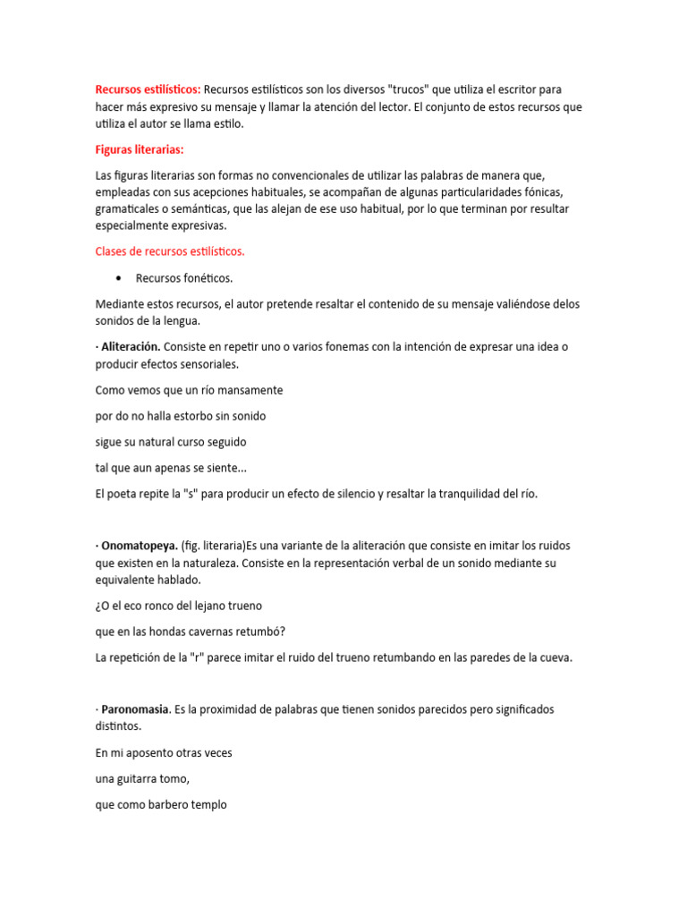 Guía de Recursos Estilísticos | PDF | Metáfora | Oración (Lingüística)