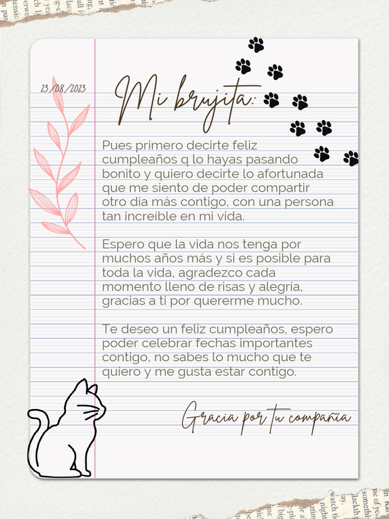 Documento A4 de Carta de Amor para Alguien Especial Color Cafe y Rosa ...