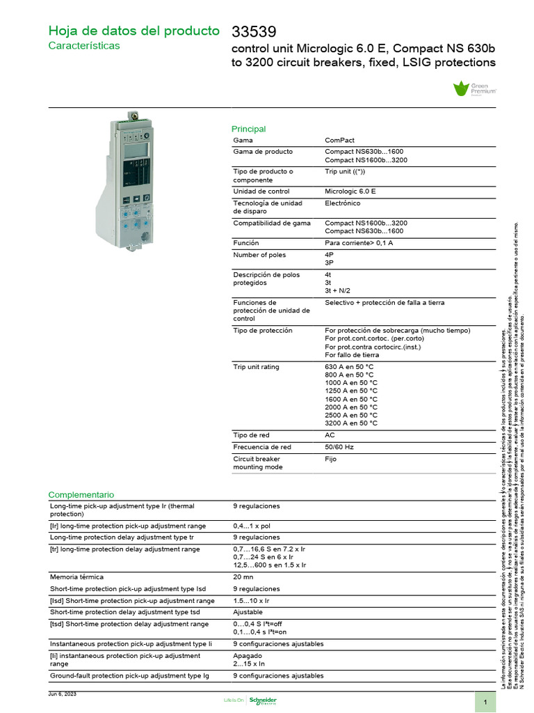 Micrologic 6.0 E: Hoja de Datos | PDF | Ciencias fisicas