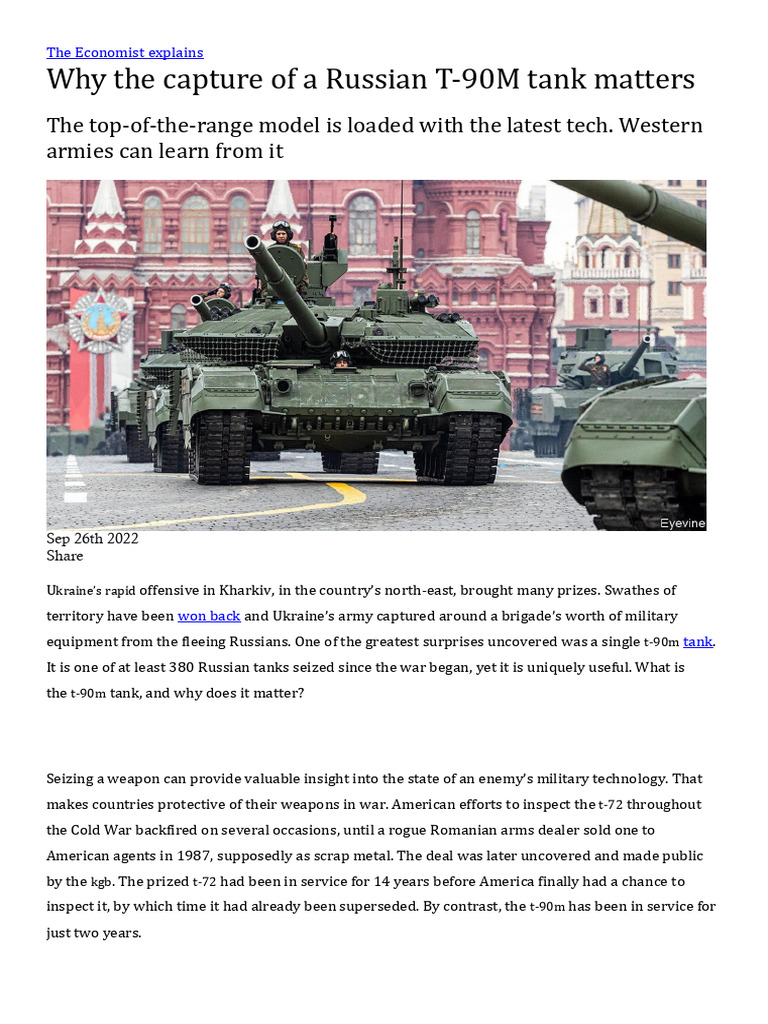 Why The Capture of A Russian T-90M Tank Matters | PDF | Tanks | Missile