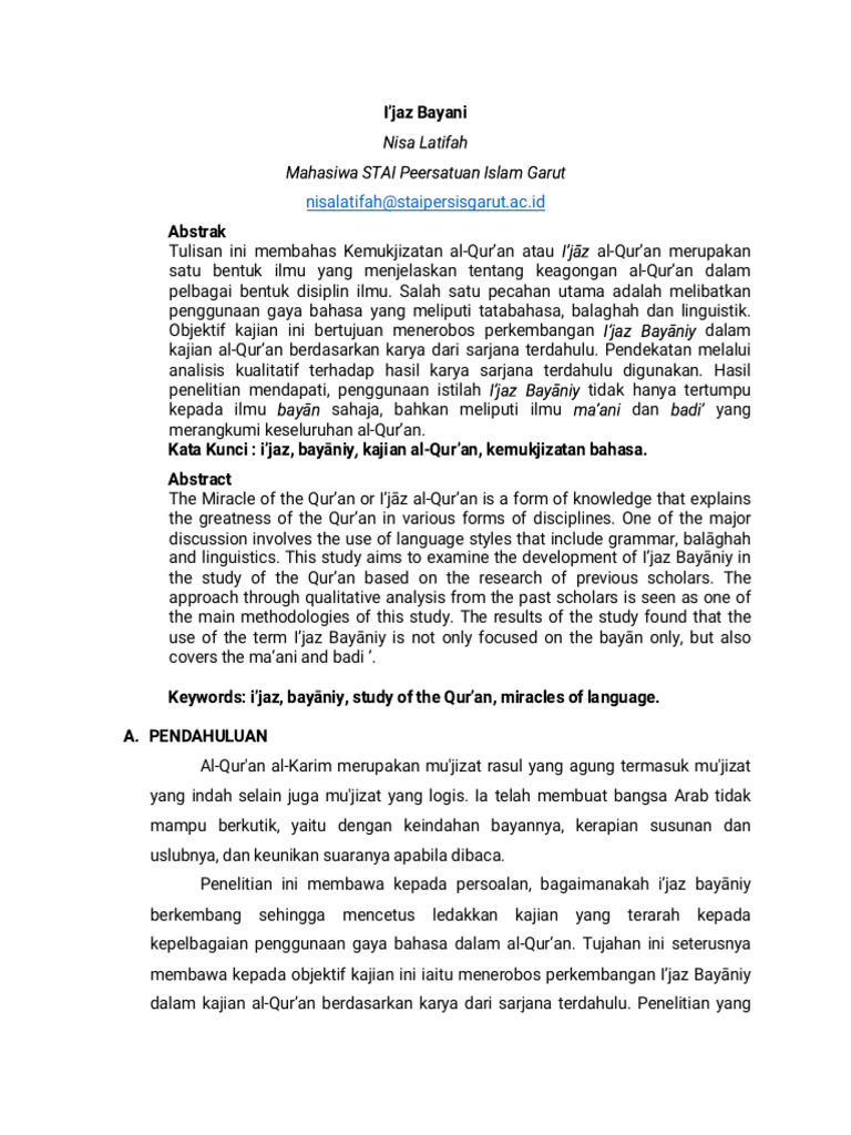 I'jaz Bayani - Nisa Latifah | PDF