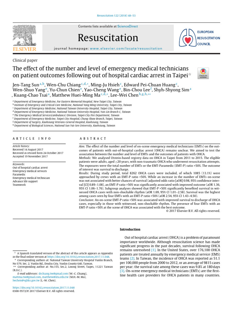 Sun Effect and Number and Level of Emergency Medical Providers On ...