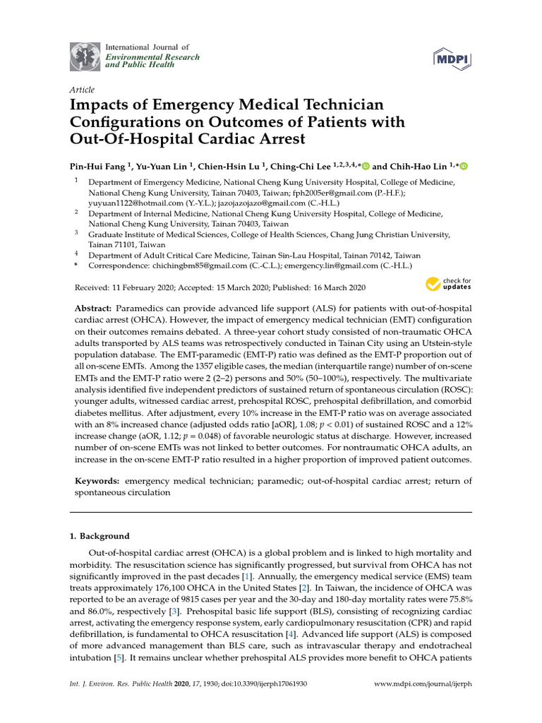 Fang Impact of Emergency Medical Technician Configurations On Outcomes ...
