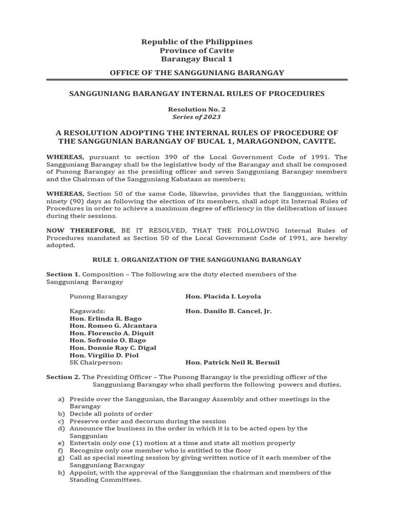 Internal Rules | PDF | Quorum | Government