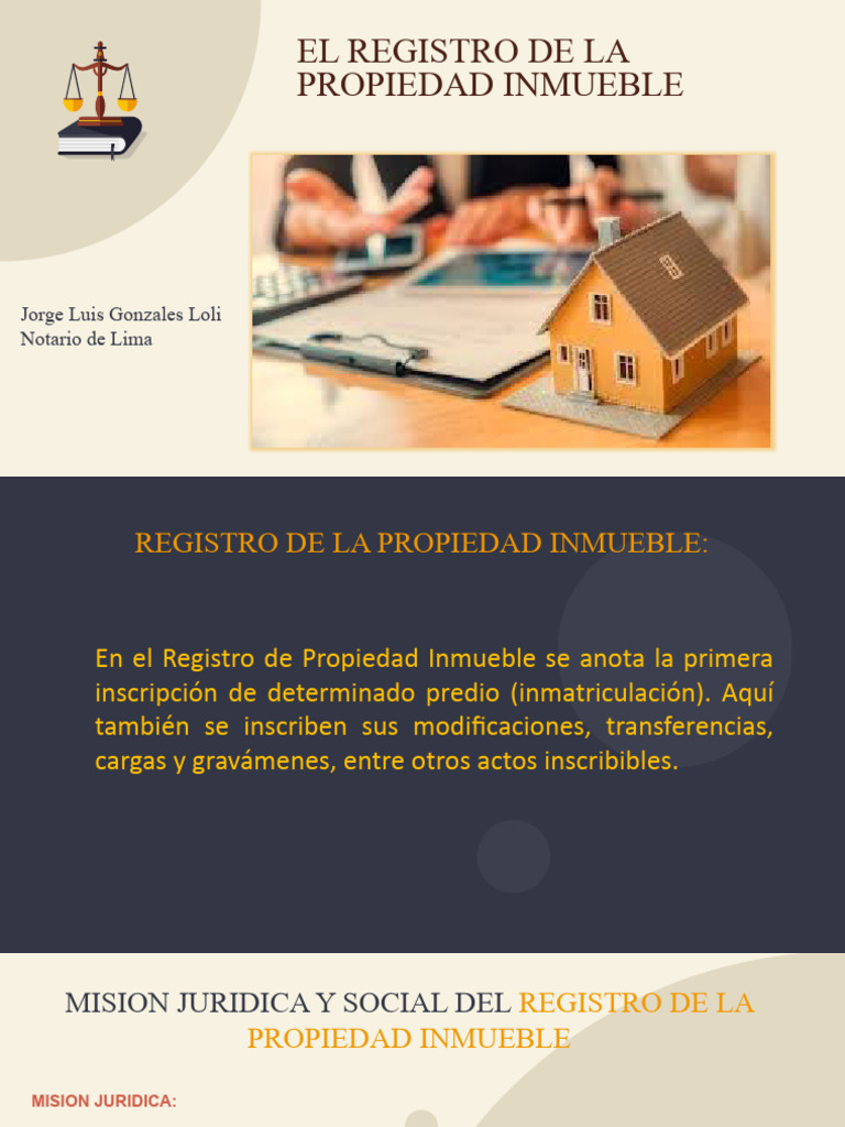 Registro de La Propiedad Inmueble | PDF | Posesión (Ley) | Mandato