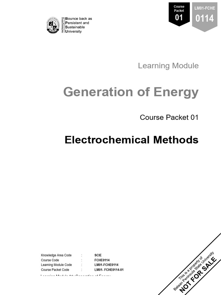 Electrochemistry Lecture Module | PDF | Redox | Electrochemistry Electrochemistry Lecture Module | PDF | Redox | Electrochemistry