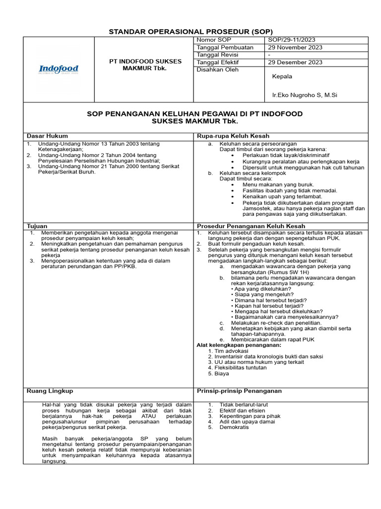 SOP Terbaru | PDF