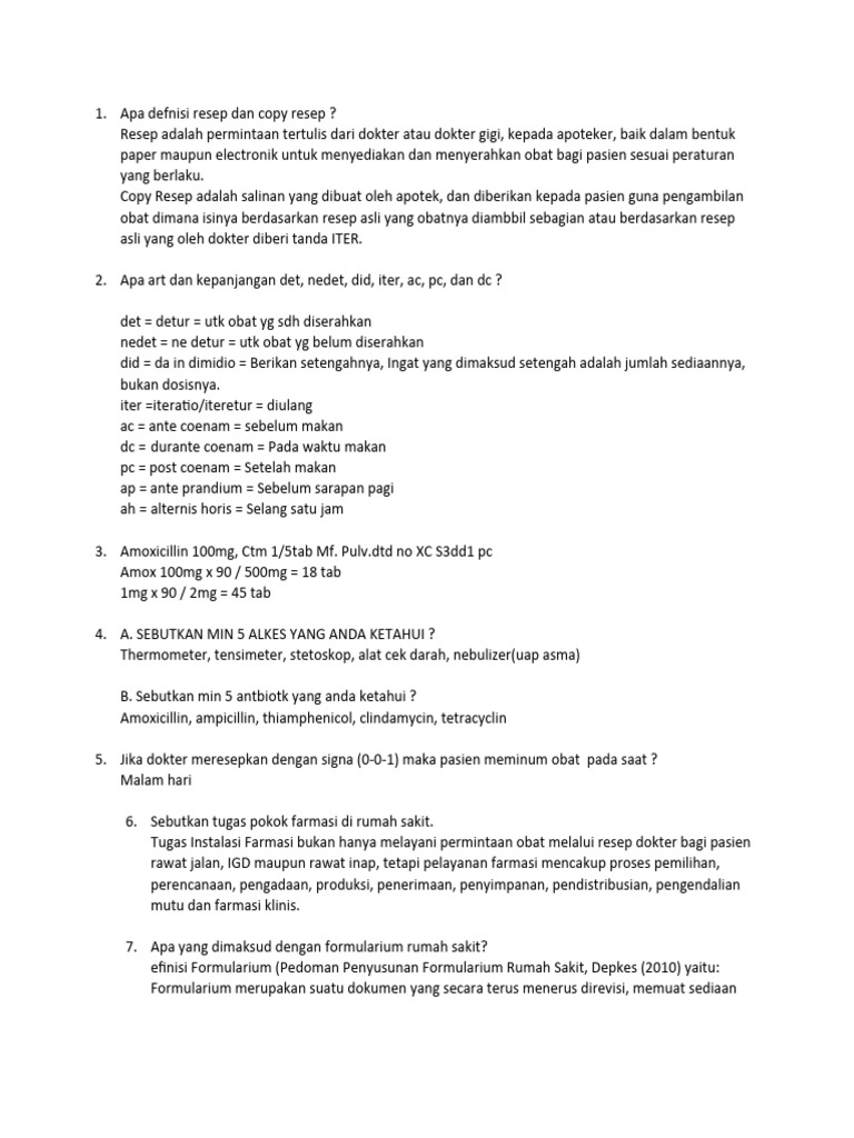 Definisi Resep dan Proses Farmasi Rumah Sakit | PDF | Pengembangan Diri