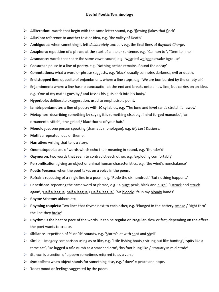 Essential Poetic Terms Explained | PDF | Poetry | Rhyme
