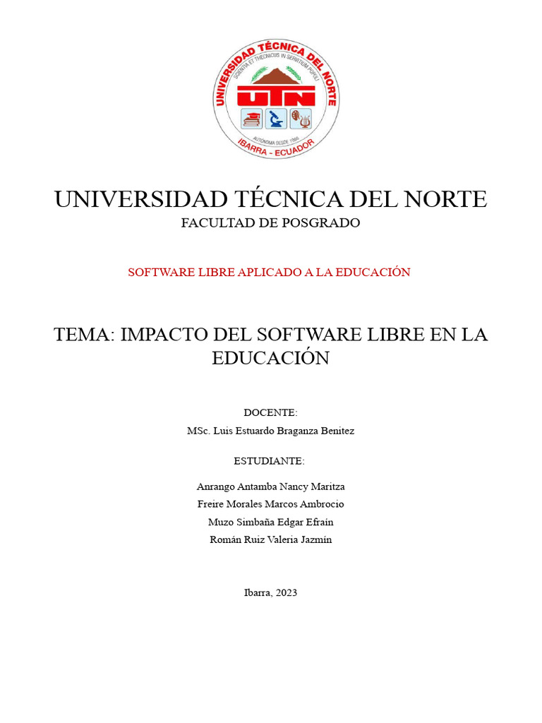 Trabajo Grupal - Software Libre en La Educación en El Ecuador | Descargar gratis PDF | Software ...