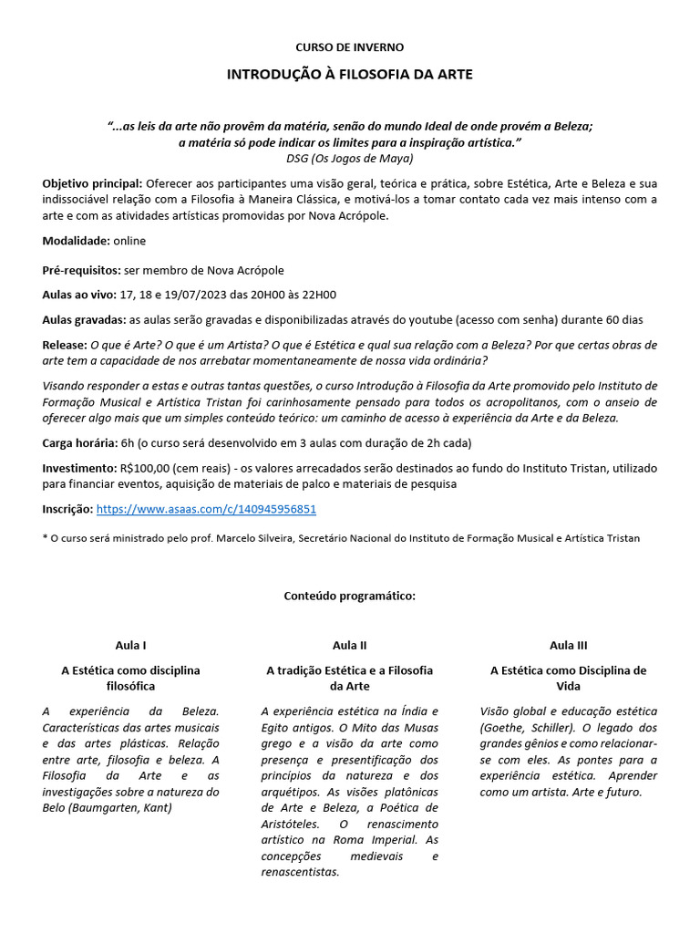 Introdução à Filosofia da Arte | PDF | Estética | Beleza