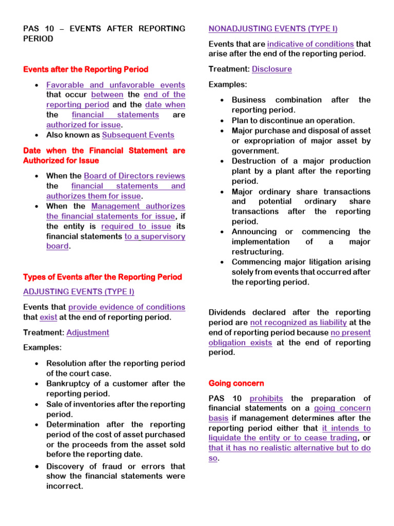 Pas 10 | PDF | Going Concern | Business Economics