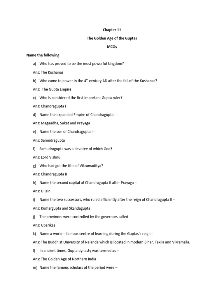 Chapter 11 - The Golden Age of Gupta - New History | PDF | History ...
