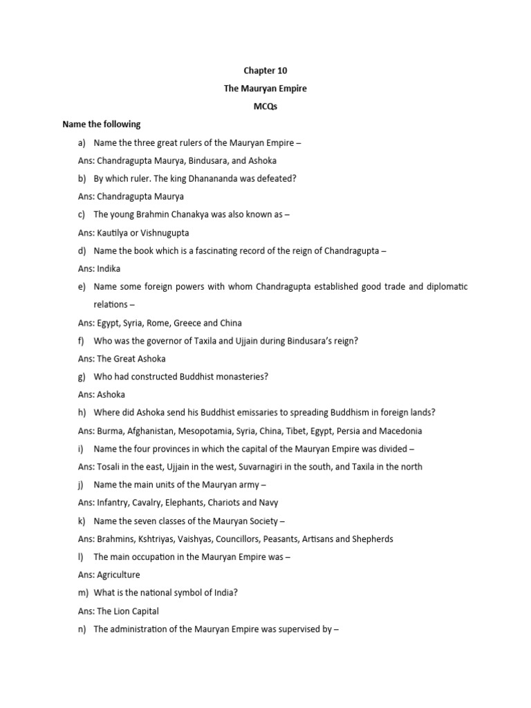 Chapter 10 - The Mauryan Empire - New History | PDF | Ashoka | Ancient ...