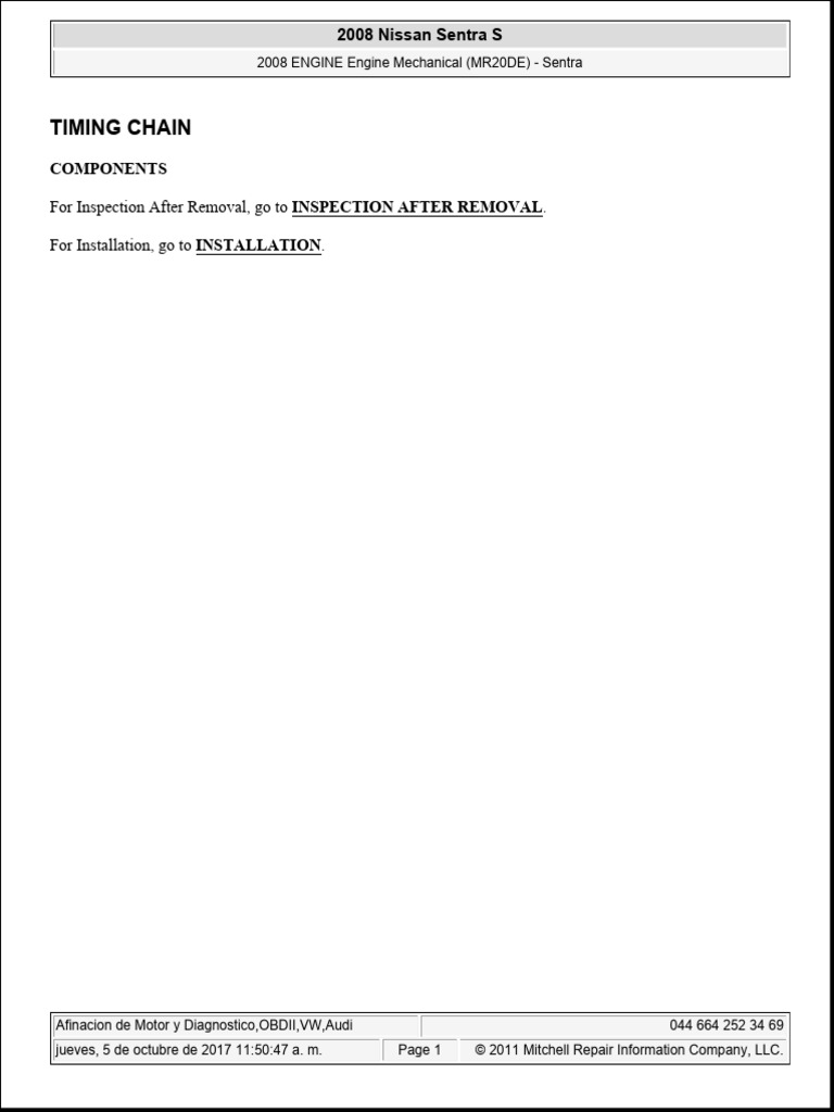 2008 Nissan Sentra Timing Chain Guide | PDF | Engines | Motor Vehicle