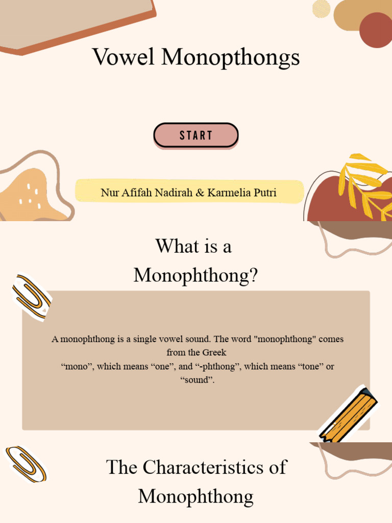 Understanding Monophthongs in Vowels | PDF