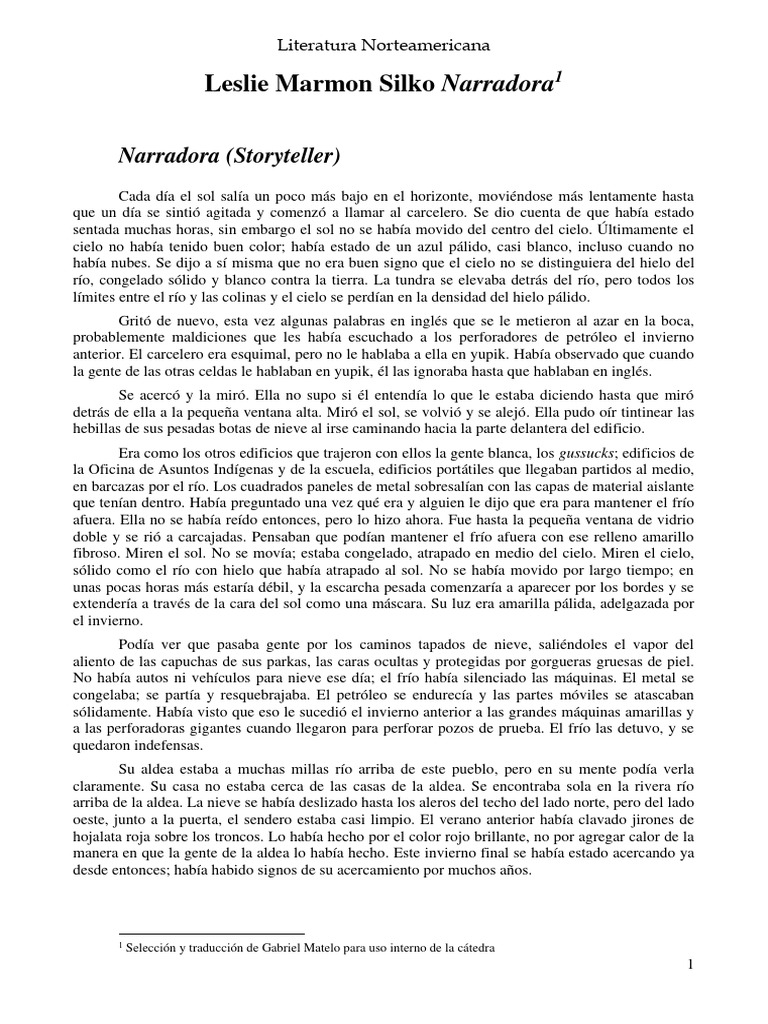 Leslie Marmon Silko Storyteller (Selección) | PDF | Nieve | Cielo