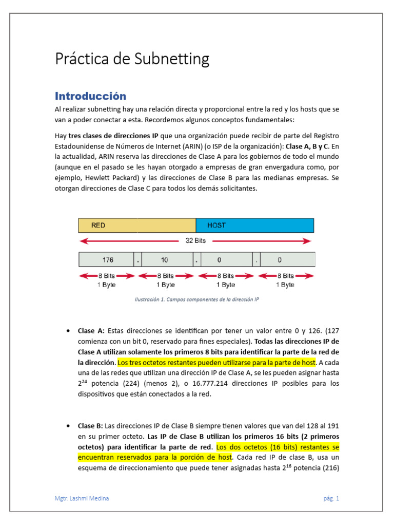 Practica Subnetting | PDF | Dirección IP | Redes de computadoras