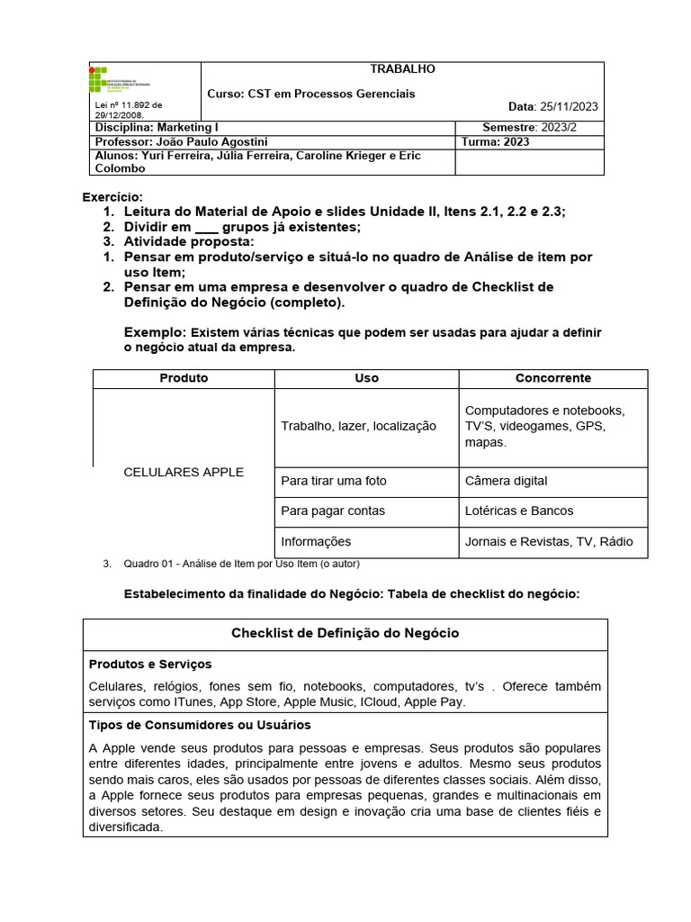Trabalho Marquetin | Download grátis PDF | Apple Inc. | Marketing