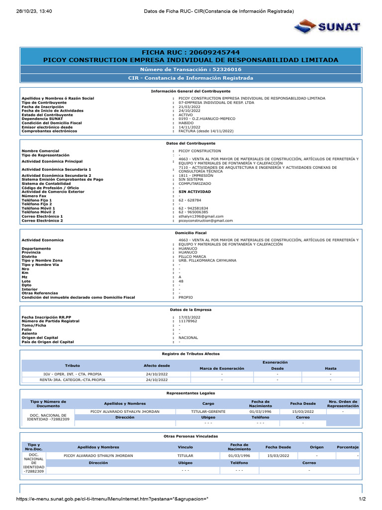 Sunat - Menú Sol Picoy | PDF