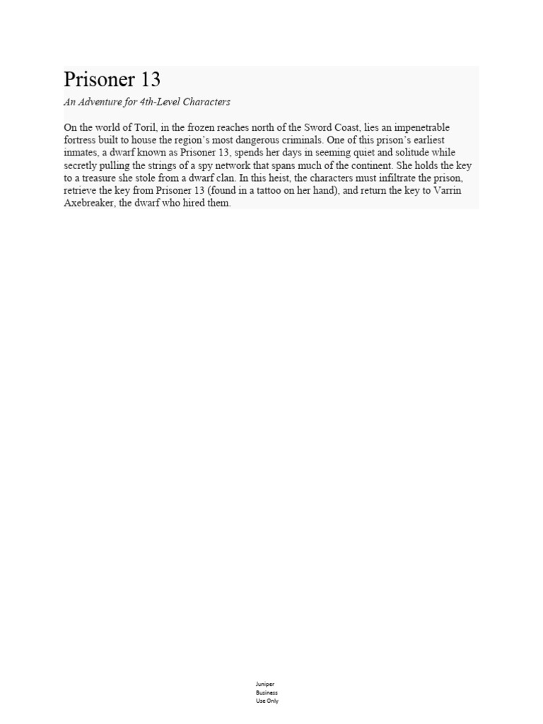 Infiltrate Revel's End: Rescue Prisoner 13 | PDF | Prison | Forgotten ...