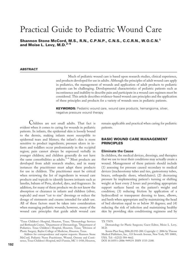 A - Pratic Guide Pediatric Wound Care | PDF | Wound | Health Care