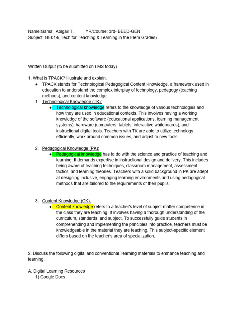 GE014 Gamal | PDF | Pedagogy | Learning