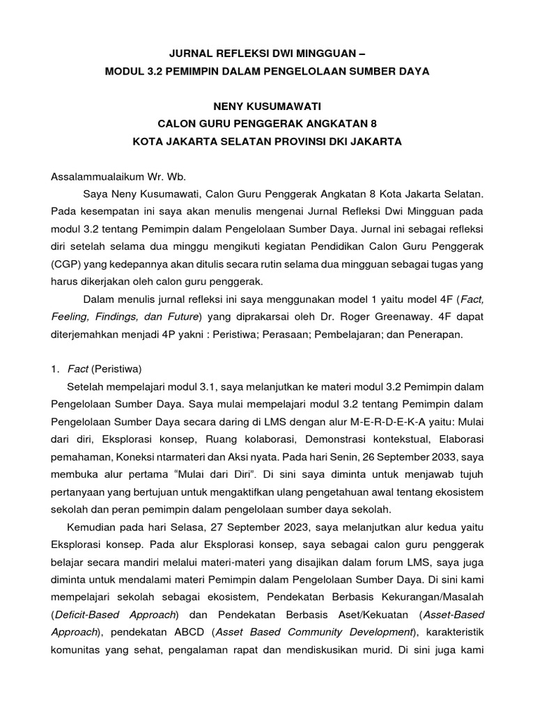 Neny Kusumawati - JURNAL REFLEKSI DWI MINGGUAN Modul 3.2 - Compressed | PDF