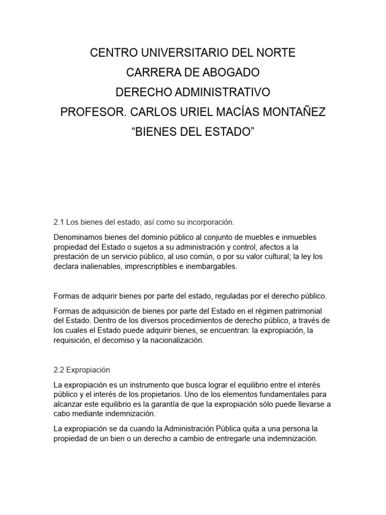 Bienes Del Estado | PDF | Propiedad | Dominio eminente