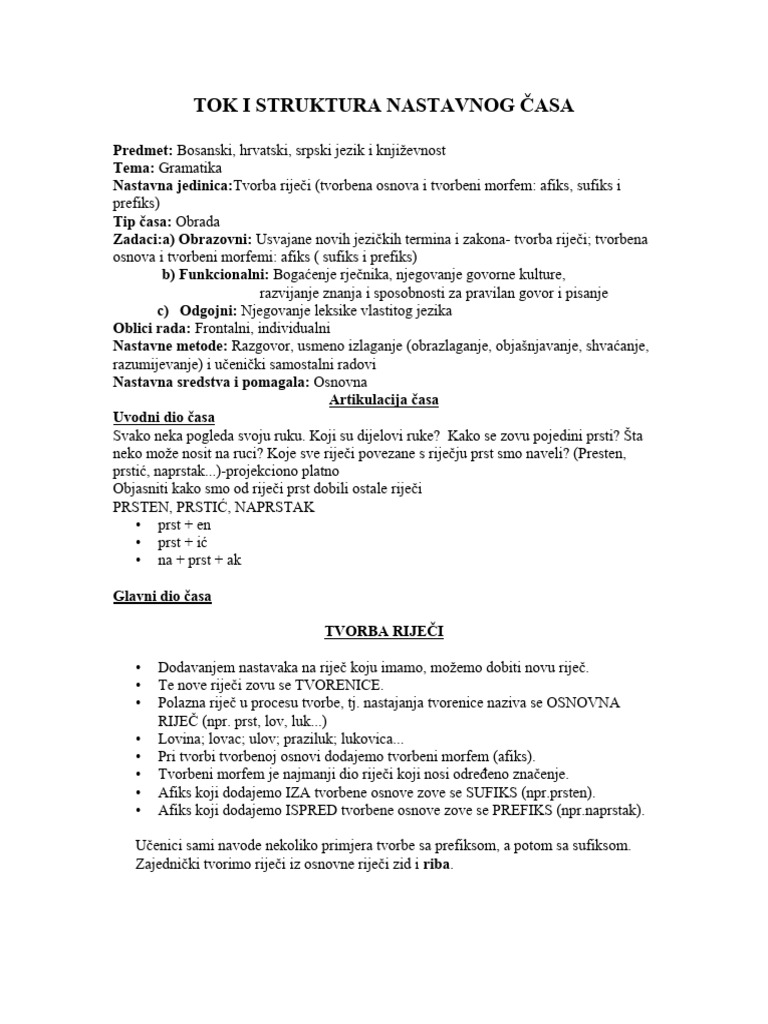 Tvorba Rijeci (Tvorbena Osnova I Tvorbeni Morfem) | PDF