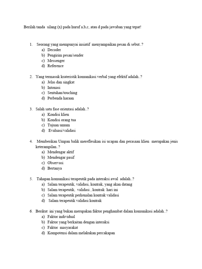 Soal Ujian Ukom Keperawatan Kelas 1 A | PDF