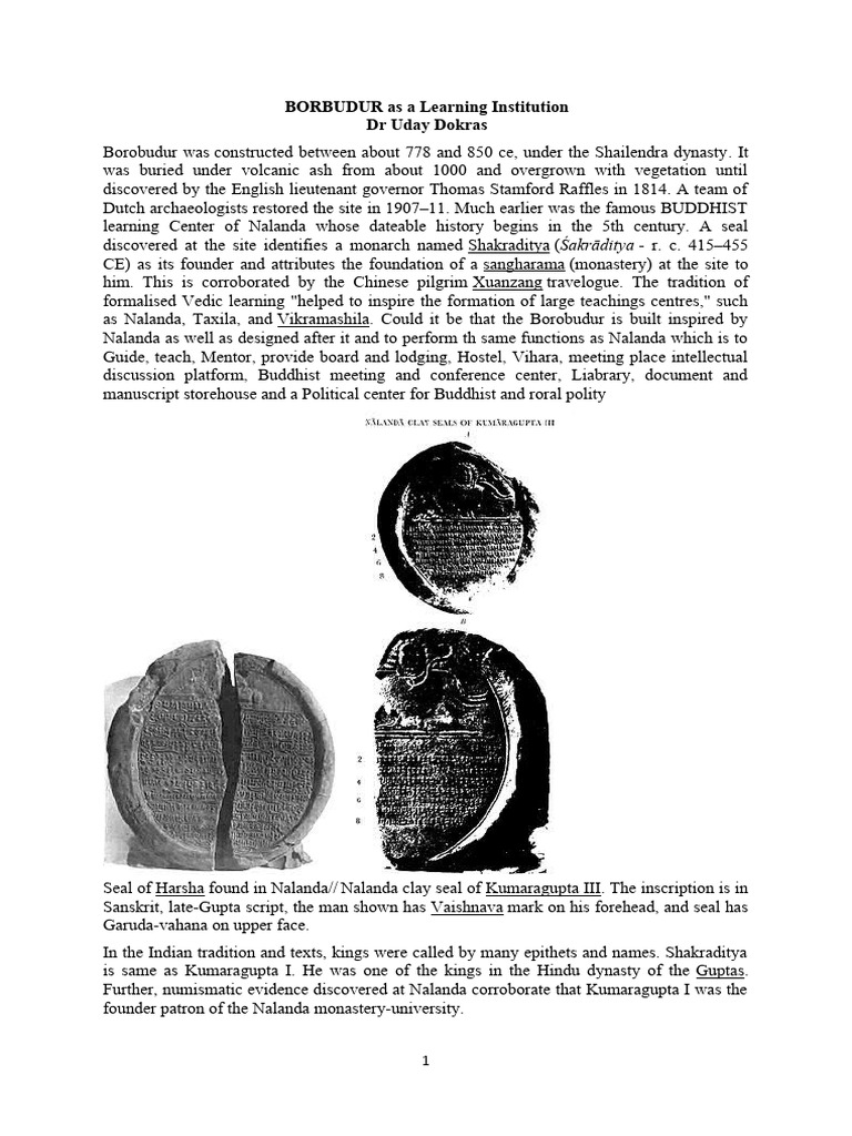 Borobudur and Nalanda: Buddhist Learning Centers | PDF | Tibetan ...