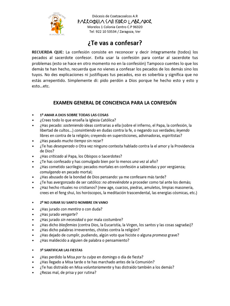 Examen de Conciencia | PDF | Pecado