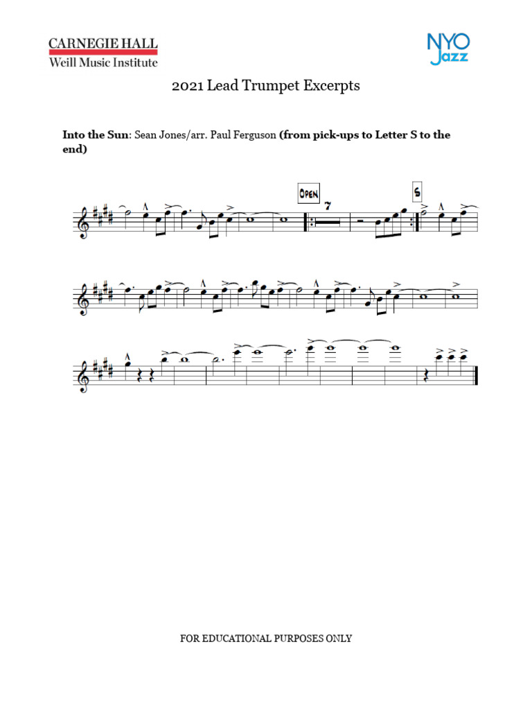 Lead Trumpet Excerpts 2021 | PDF | Art