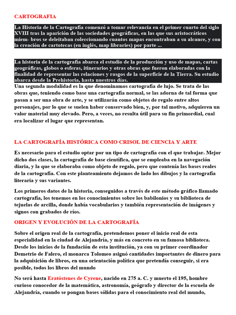 Evolución Histórica de la Cartografía | PDF | Cartografía | Mapa
